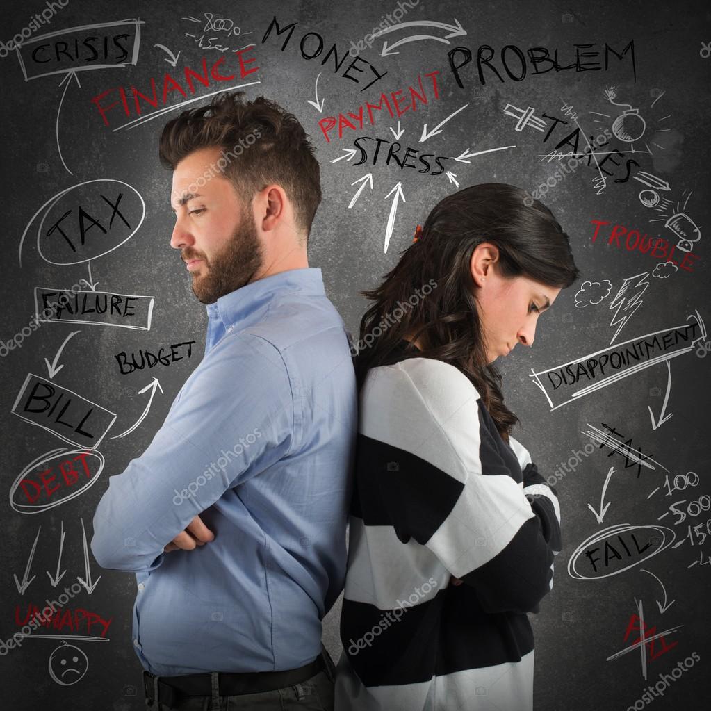 Sad couple with financial problem — Stock Photo © alphaspirit #93098266