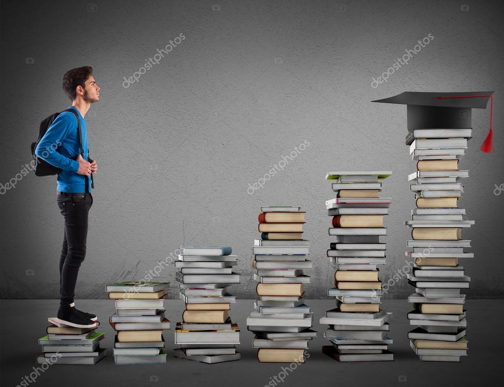 Student climbing the stairs made of books Stock Photo by ©alphaspirit ...