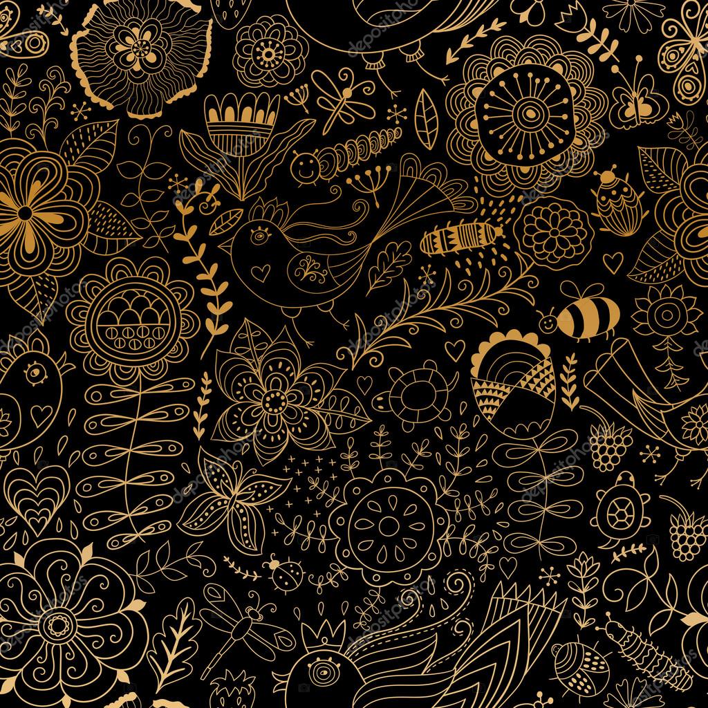 Colorful seamless botanic texture, detailed flowers illustrations Stock ...