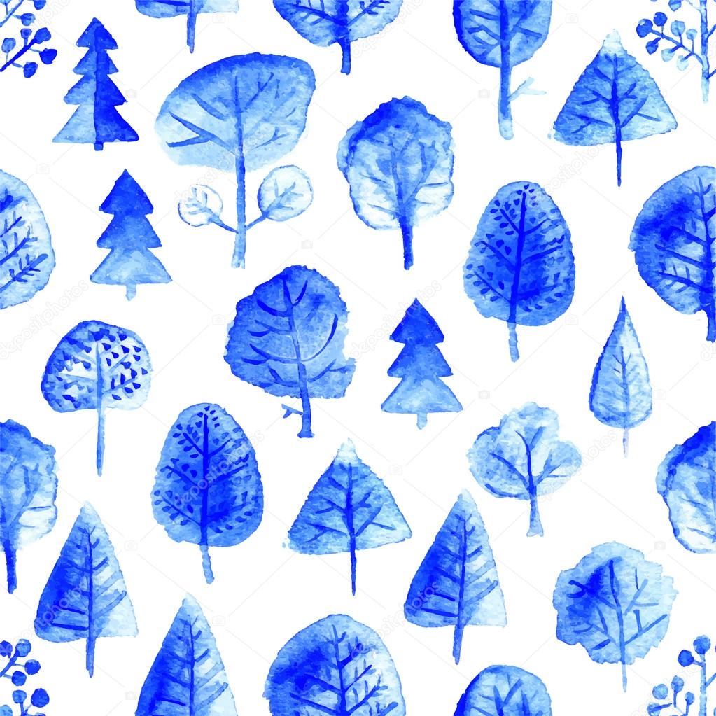 Watercolor seamless trees pattern Stock Vector Image by ©markovka #66991431