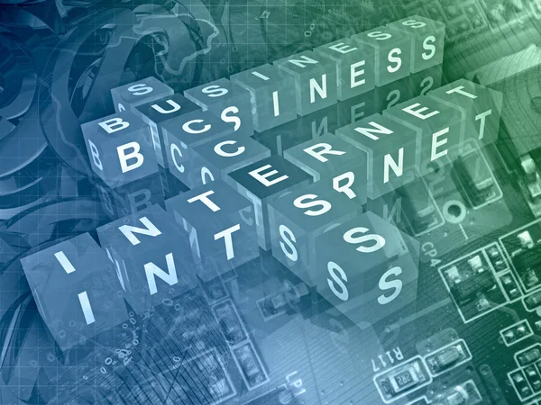 Communication collage with electronic device, cubes and mail signs ...