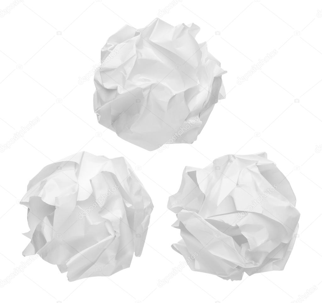 Crumpled paper balls isolated on white background Stock Photo by ...
