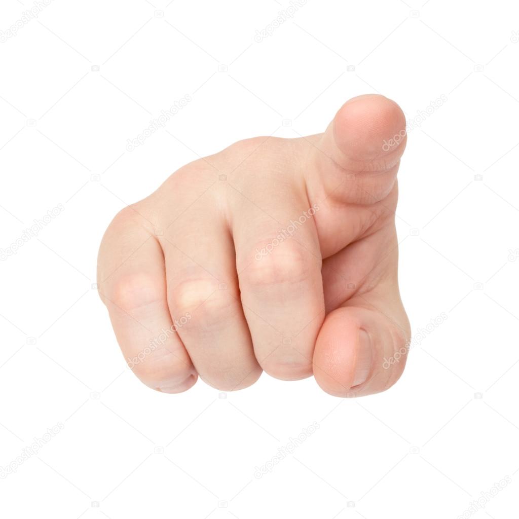 Hand points finger at you or presses the button Stock Photo by ...