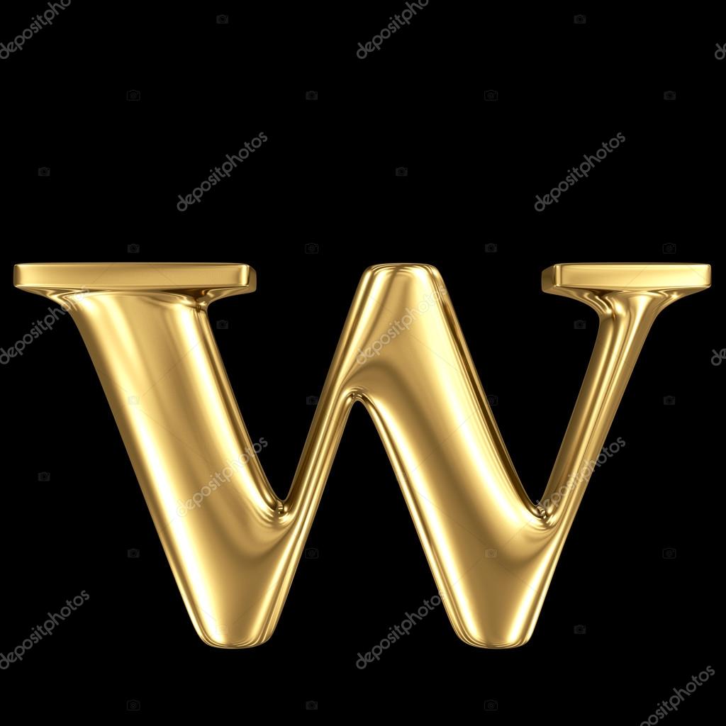 Golden letter w lowercase high quality 3d render — Stock Photo ...