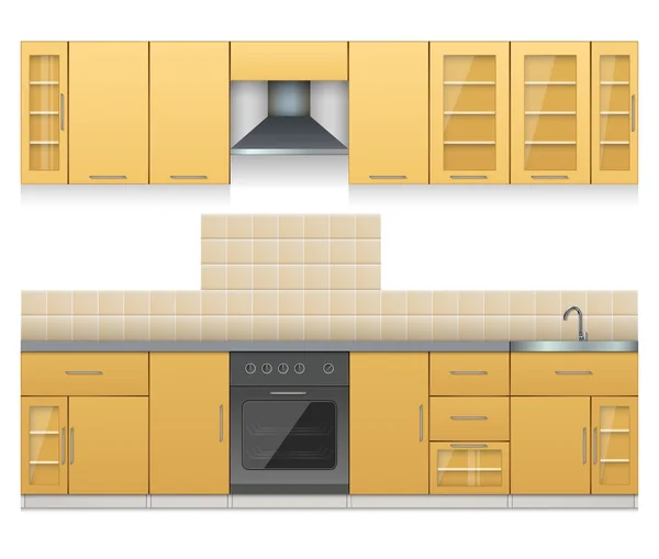 Yellow kitchen room — Stock Vector © mapichai #4281696