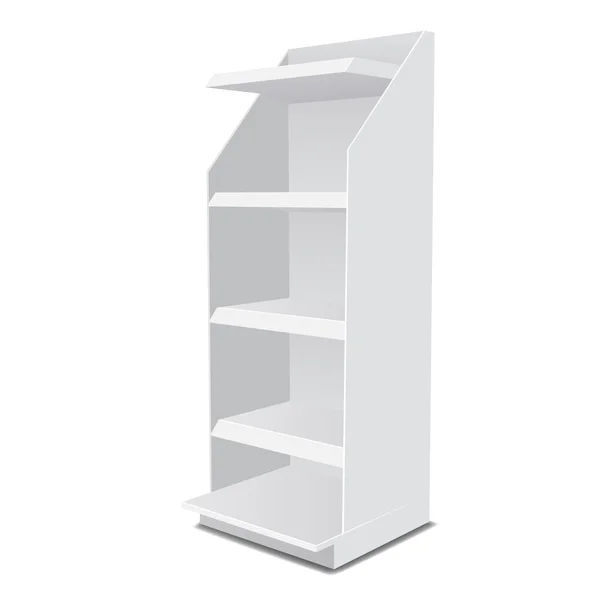White Blank Empty Showcase Displays With Retail Shelves Products On ...