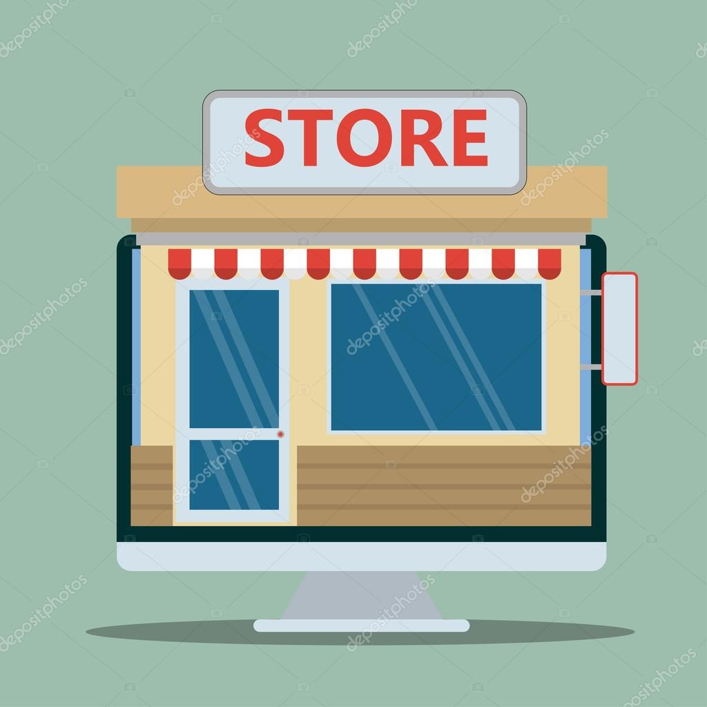 Tienda de comestibles, fachada de tienda en estilo de diseño plano ...