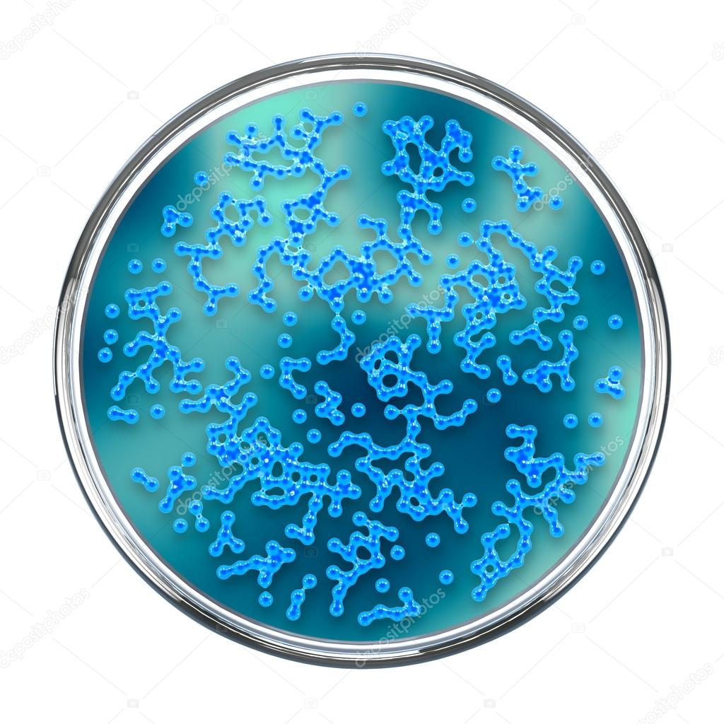3D illustration, render.Blue bacteria colonies on petri dish, is Stock ...