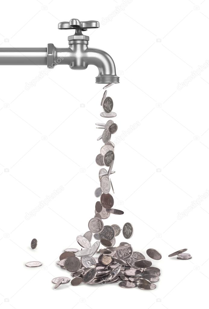 STERLING SILVER falling from the tap coins — Stock Photo © urfingus ...