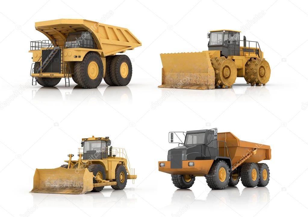 Set of automotive engineering building on a white background.3d Stock ...