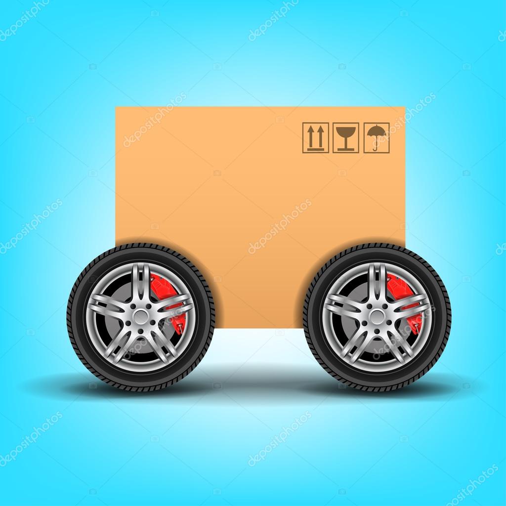 Caja de cartón sobre ruedas Vector de stock por ©urfingus 122606126