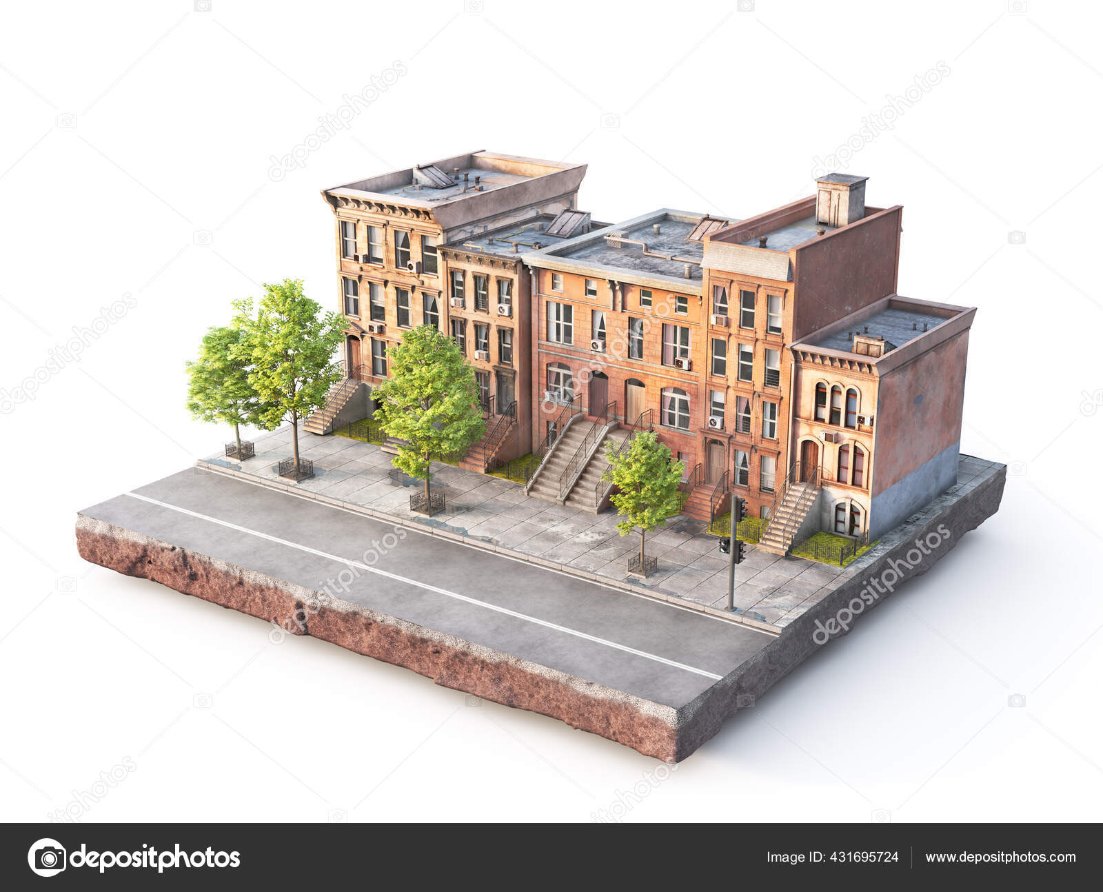 City Block Piece Ground White Background Illustration Stock Photo by ...