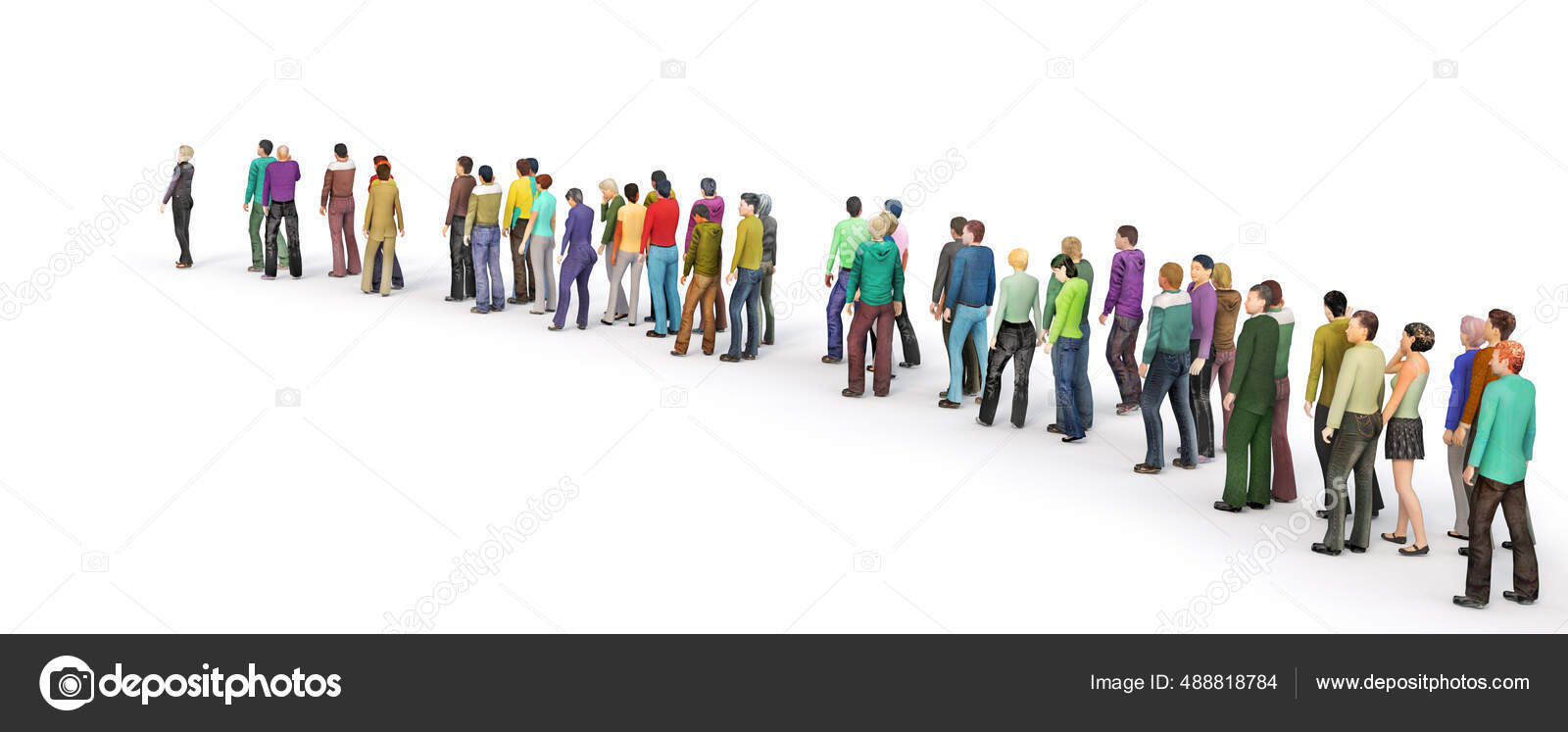 Crowd People Queue White Background Illustration Stock Photo by ...
