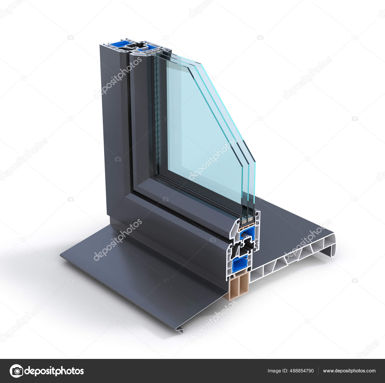 Slice Energy Efficient Window See Structure Cutaway Illustration Stock ...