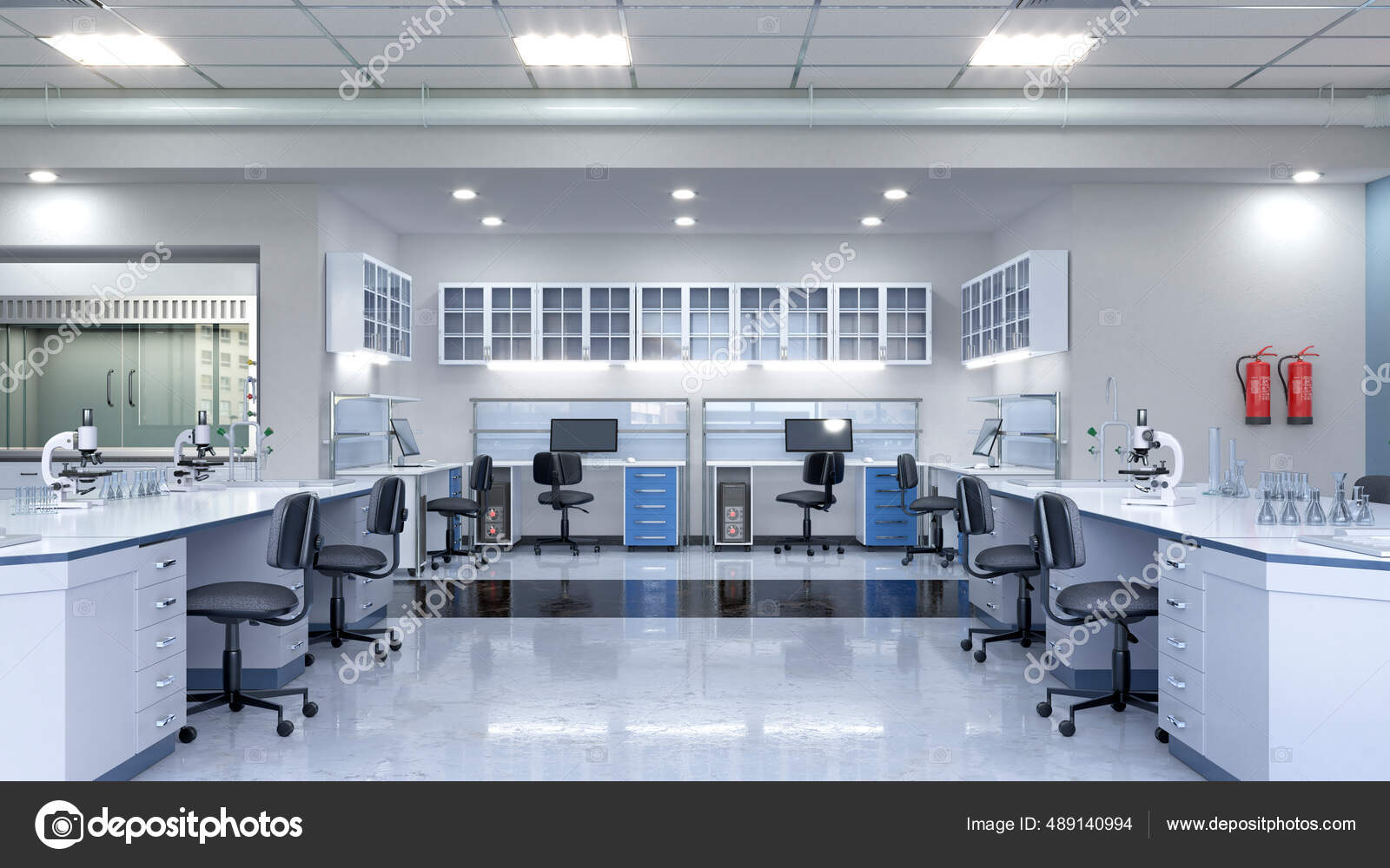 Laboratorium Cahaya Interior Dengan Peralatan Ilustrasi — Foto Stok ...