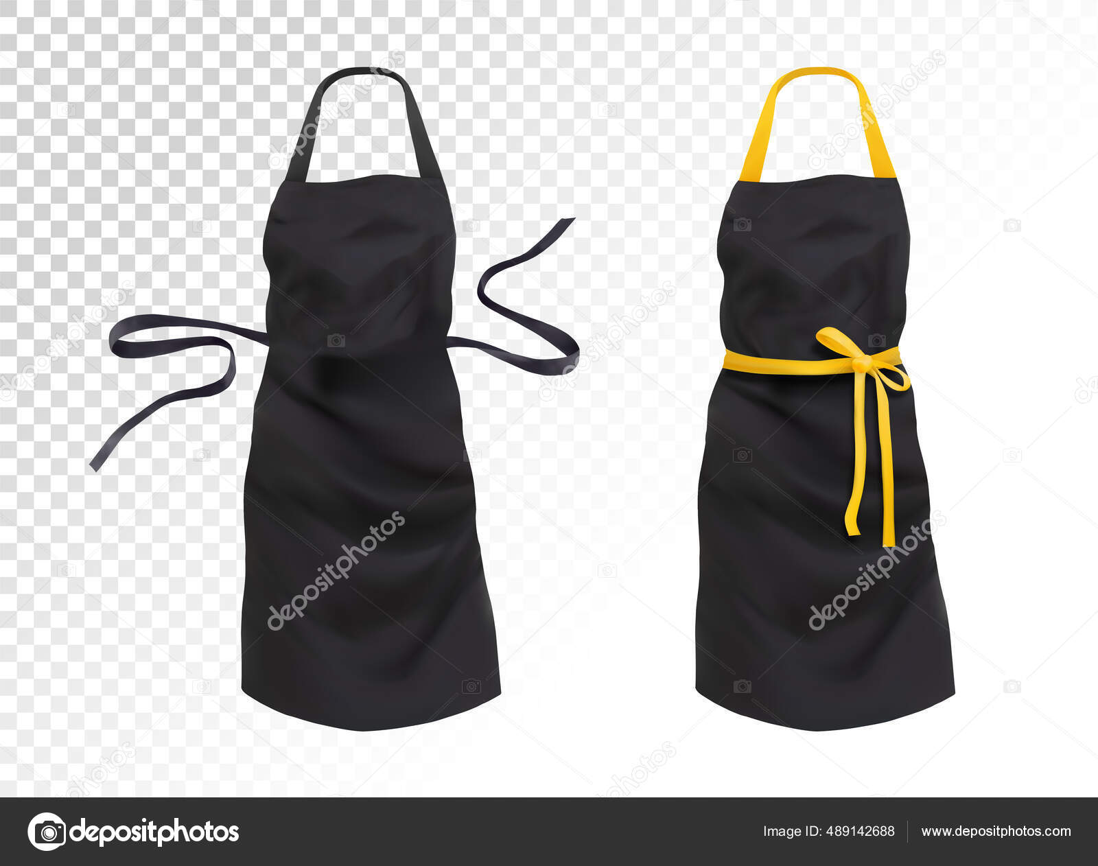 Mockup Black Aprons Transparent Background Vector Illustration Stock ...