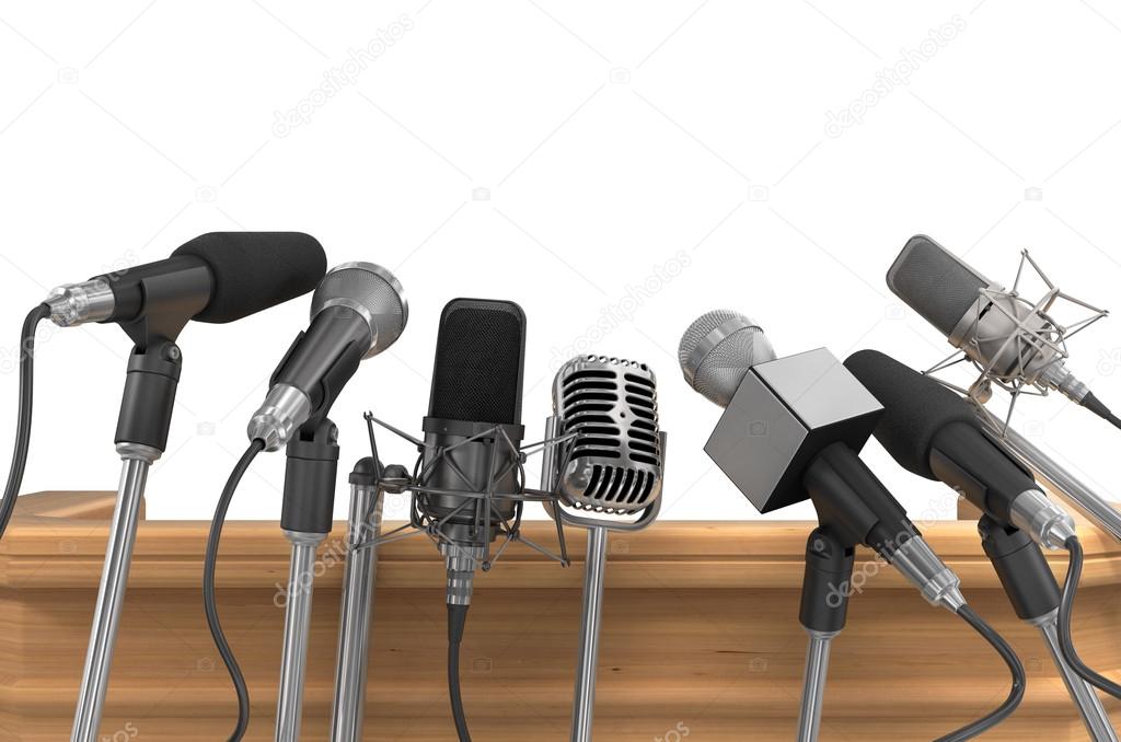 Press Media Conference Microphones. — Stock Photo © urfingus #67335217