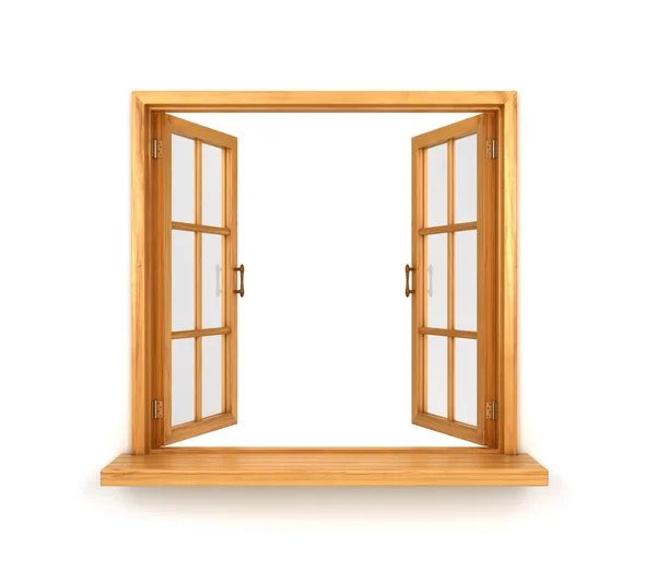 Open wooden window isolated on white background. Stock Photo by ...
