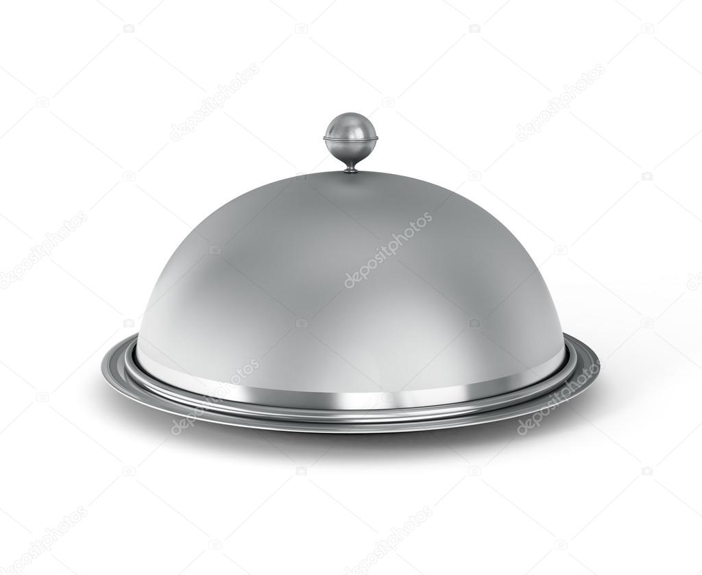 Restaurant cloche with open lid on a white background. Stock Photo by ...
