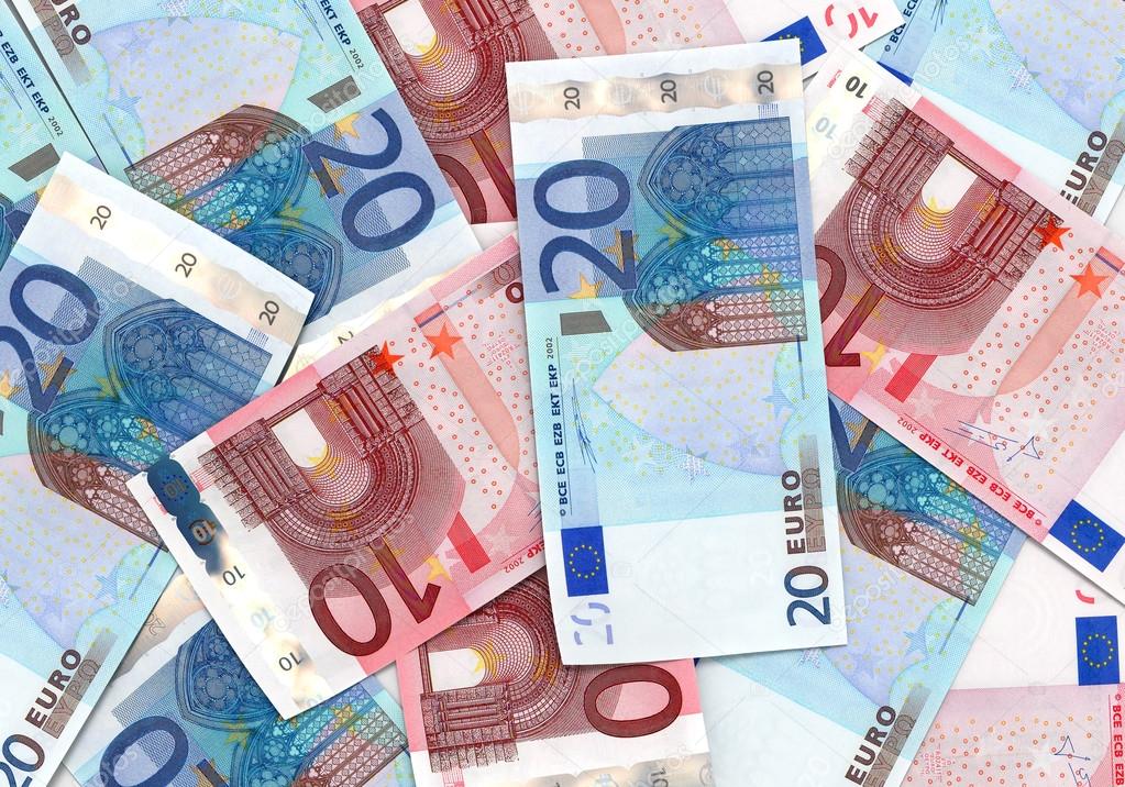 Euro banknotes background twenty and ten — Stock Photo © urfingus #88076846