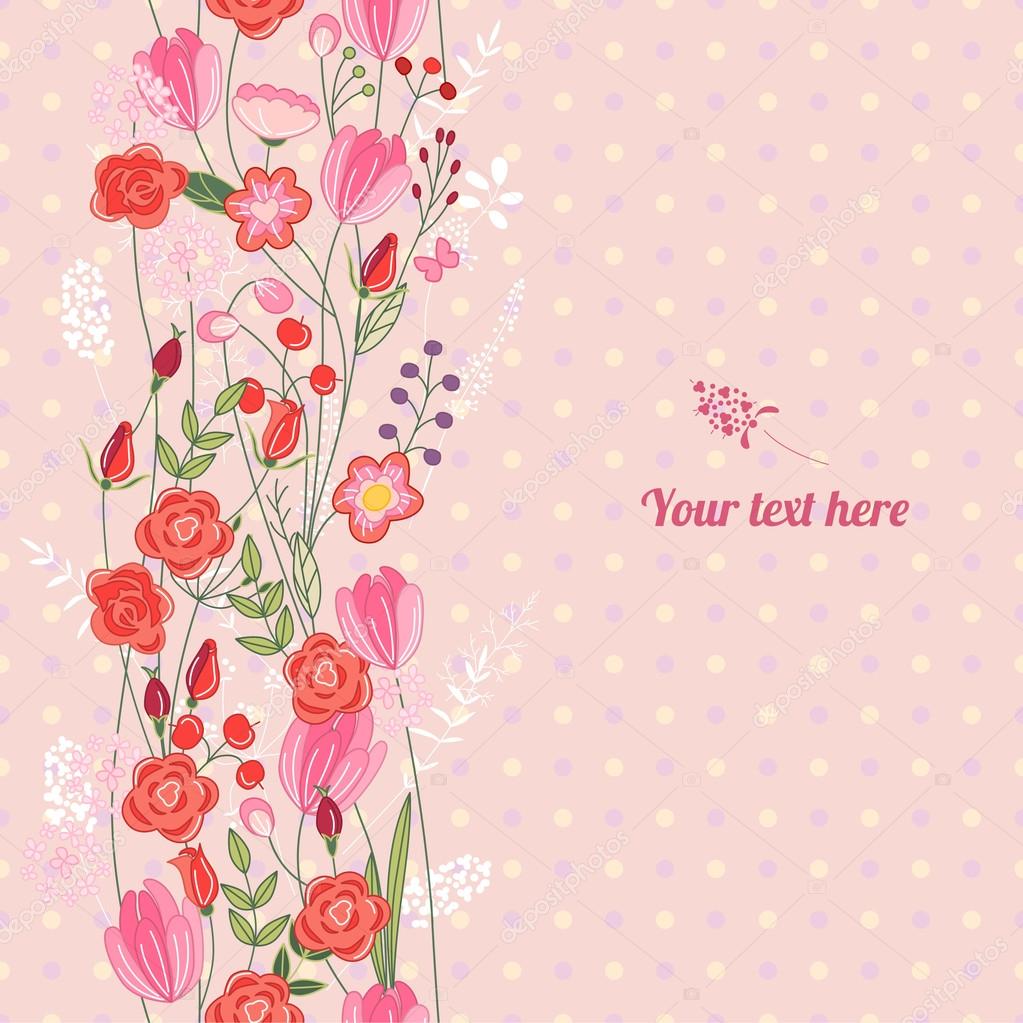 Floral spring template with cute bunches of wild roses. For romantic ...