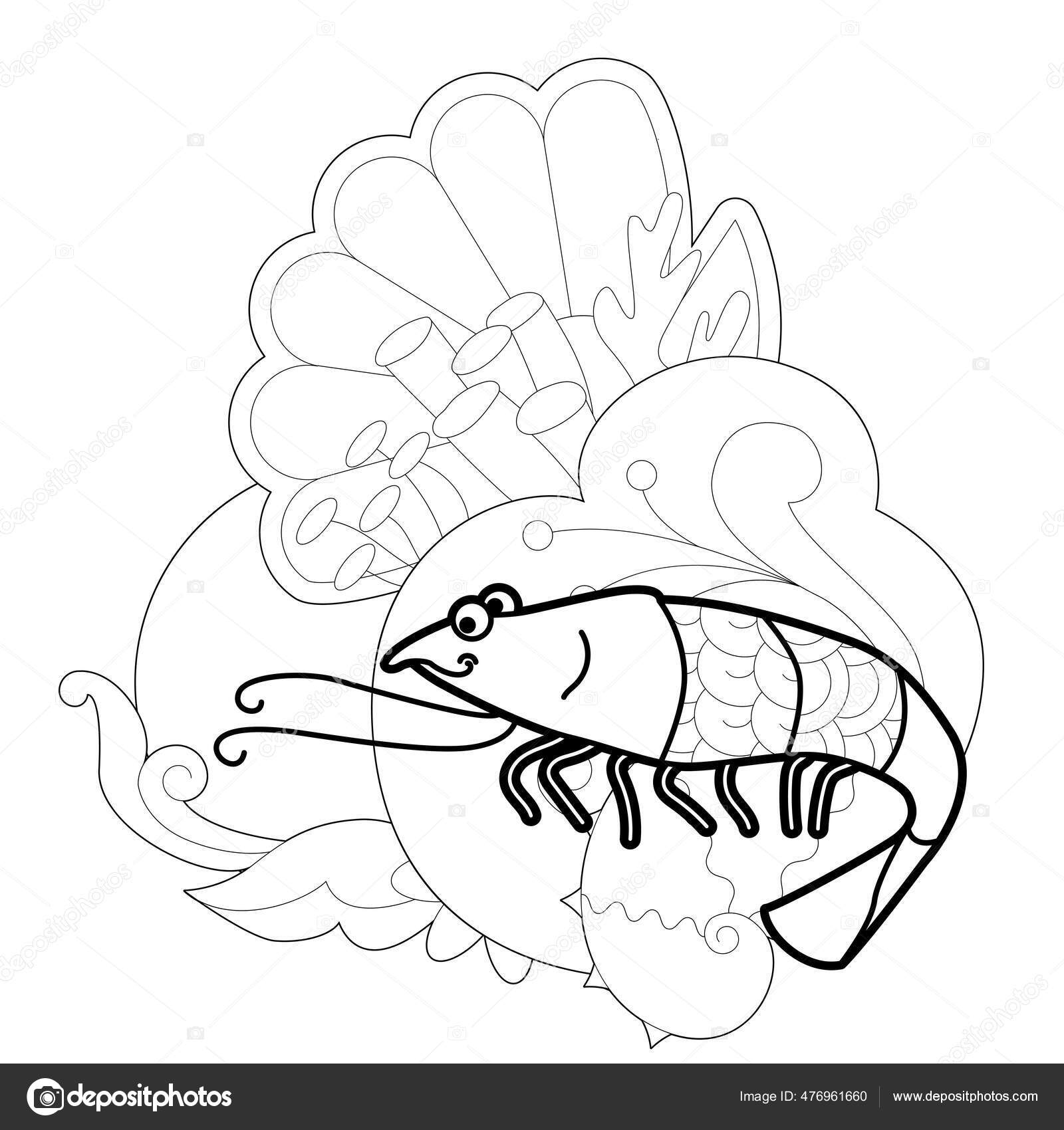 Cute Shrimp Coloring Pages