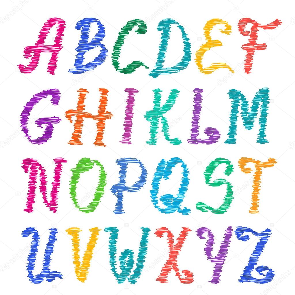 Sketched alphabet set. Capital letters. vector Stock Vector Image by ...