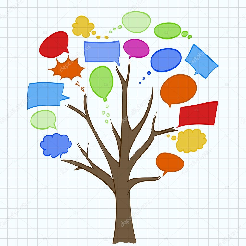 Tree with speech bubbles on sheet of paper Stock Vector by ©Ghenadie ...