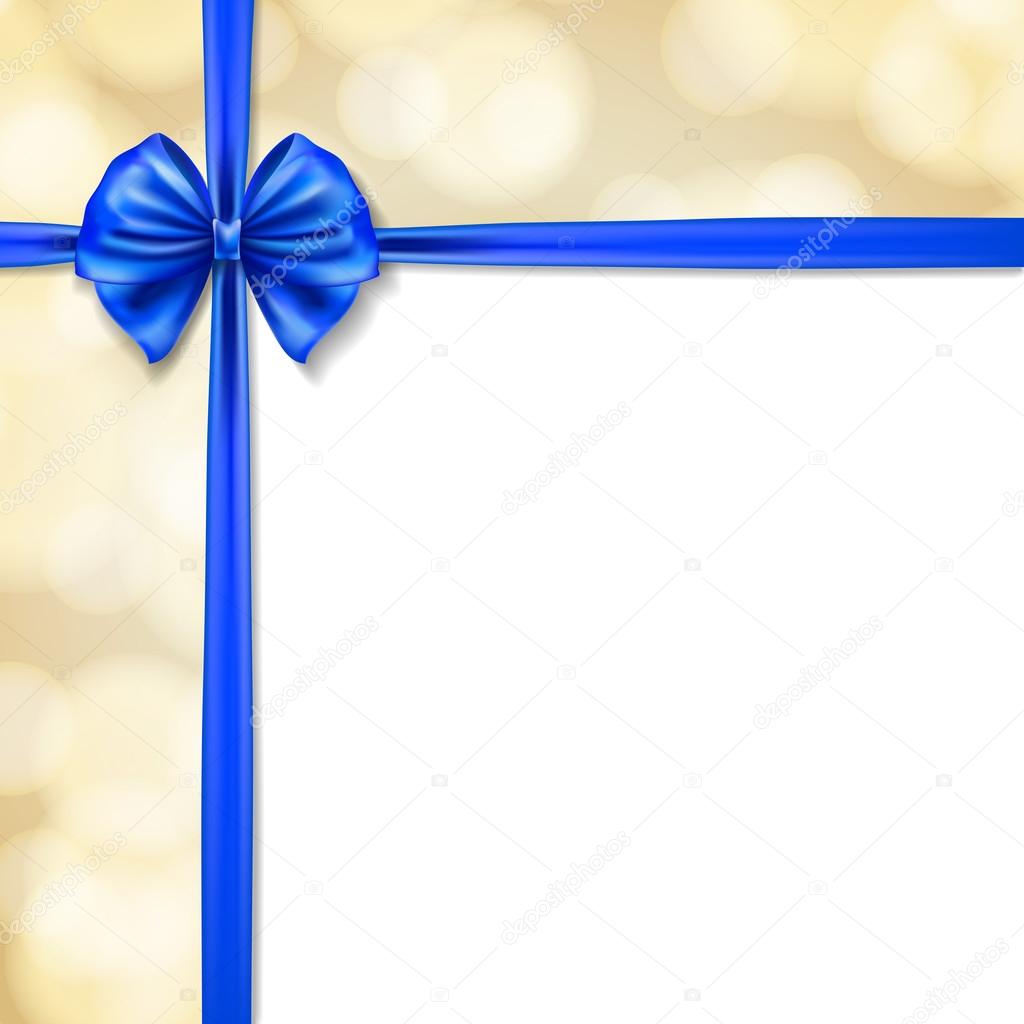 Decorative background with blue ribbons and bow with square fram Stock ...