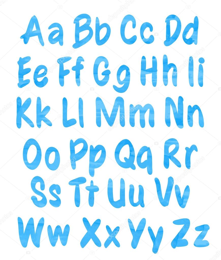 Alphabet set with blue watercolor pattern Stock Vector Image by ...