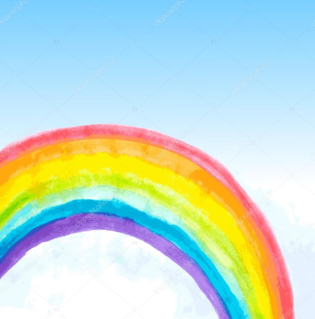 Rainbow watercolor on blue background Stock Illustration by ©Ghenadie ...