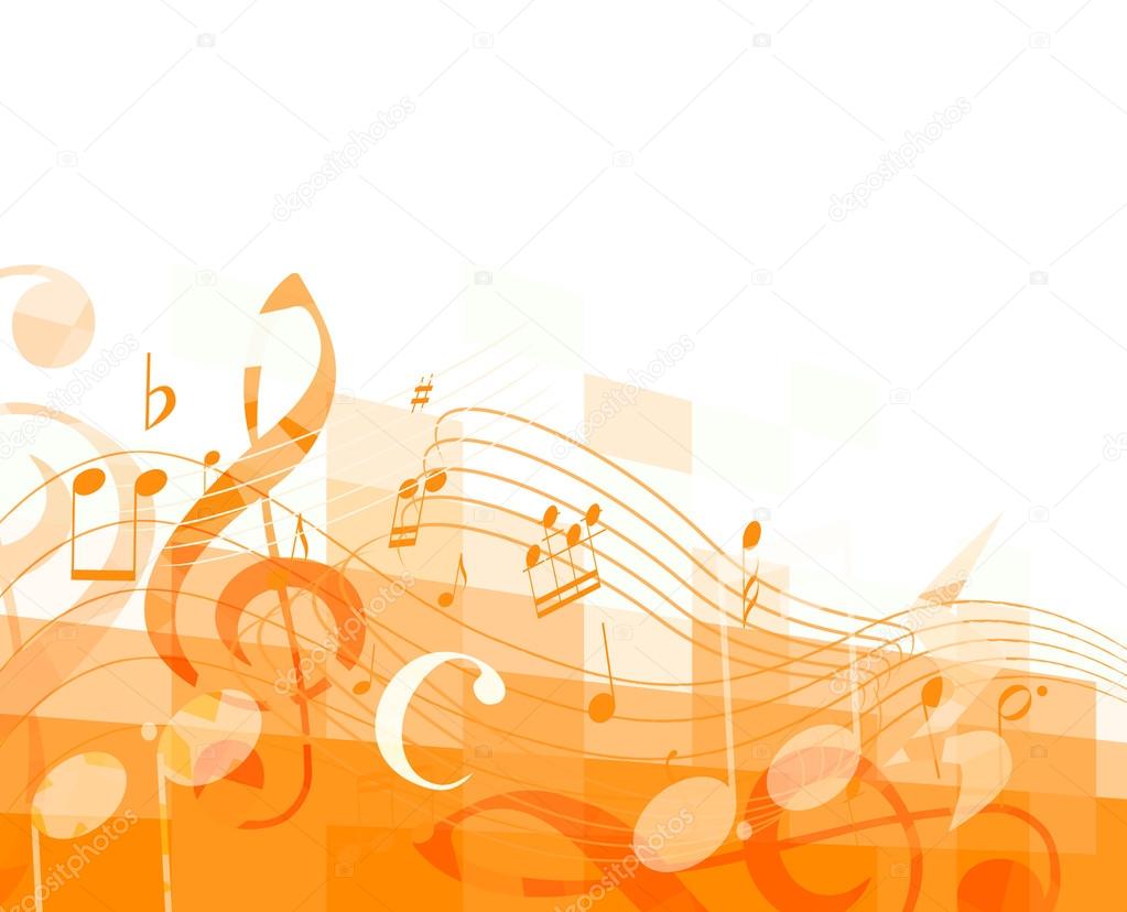 Orange Music Notes Background