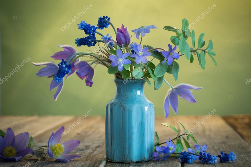 Still life with blue spring flowers Stock Photo by ©Kruchenkova 107037978