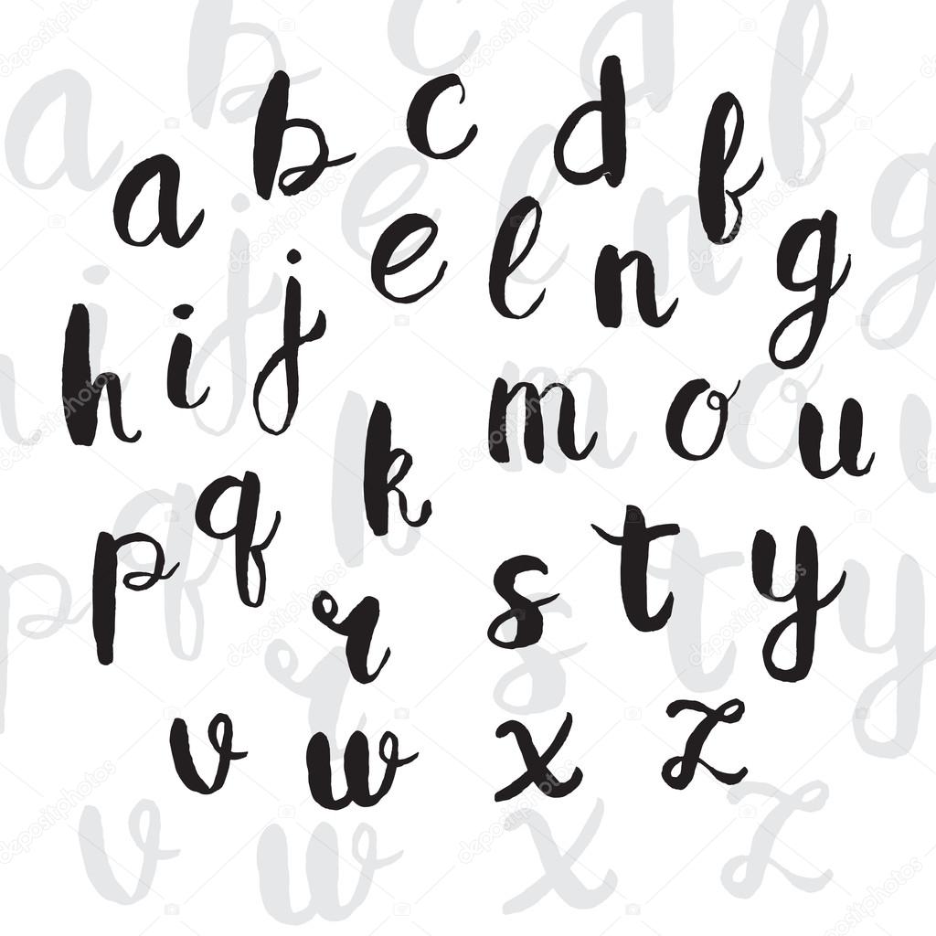 Watercolor hand drawn alphabet. Calligraphy lettering set Stock Vector ...
