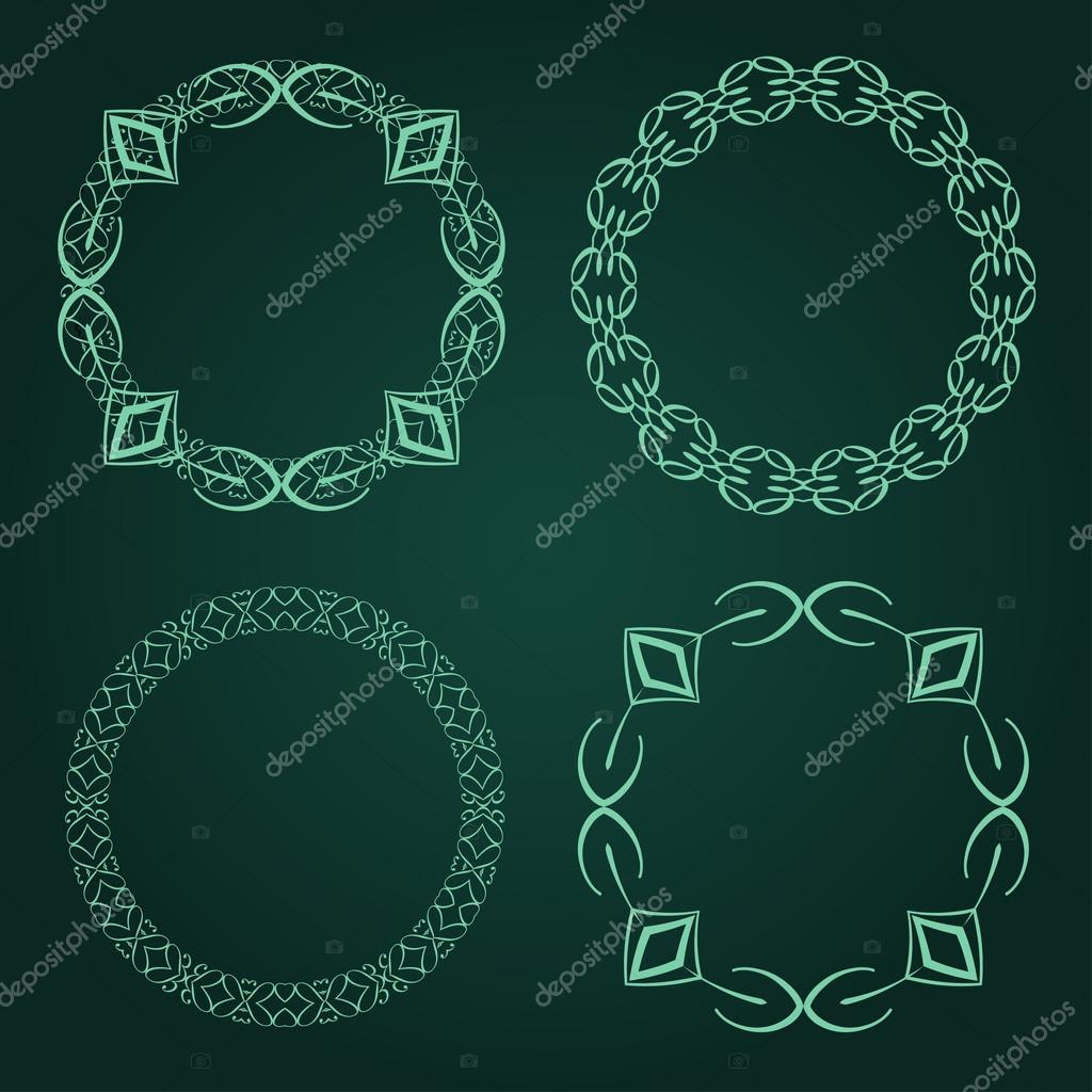 Vector set of calligraphic circle frames. Vintage design elements ...