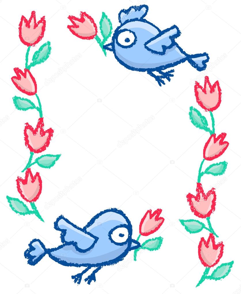 Cute little birds frame Stock Vector by ©de-kay 115725488