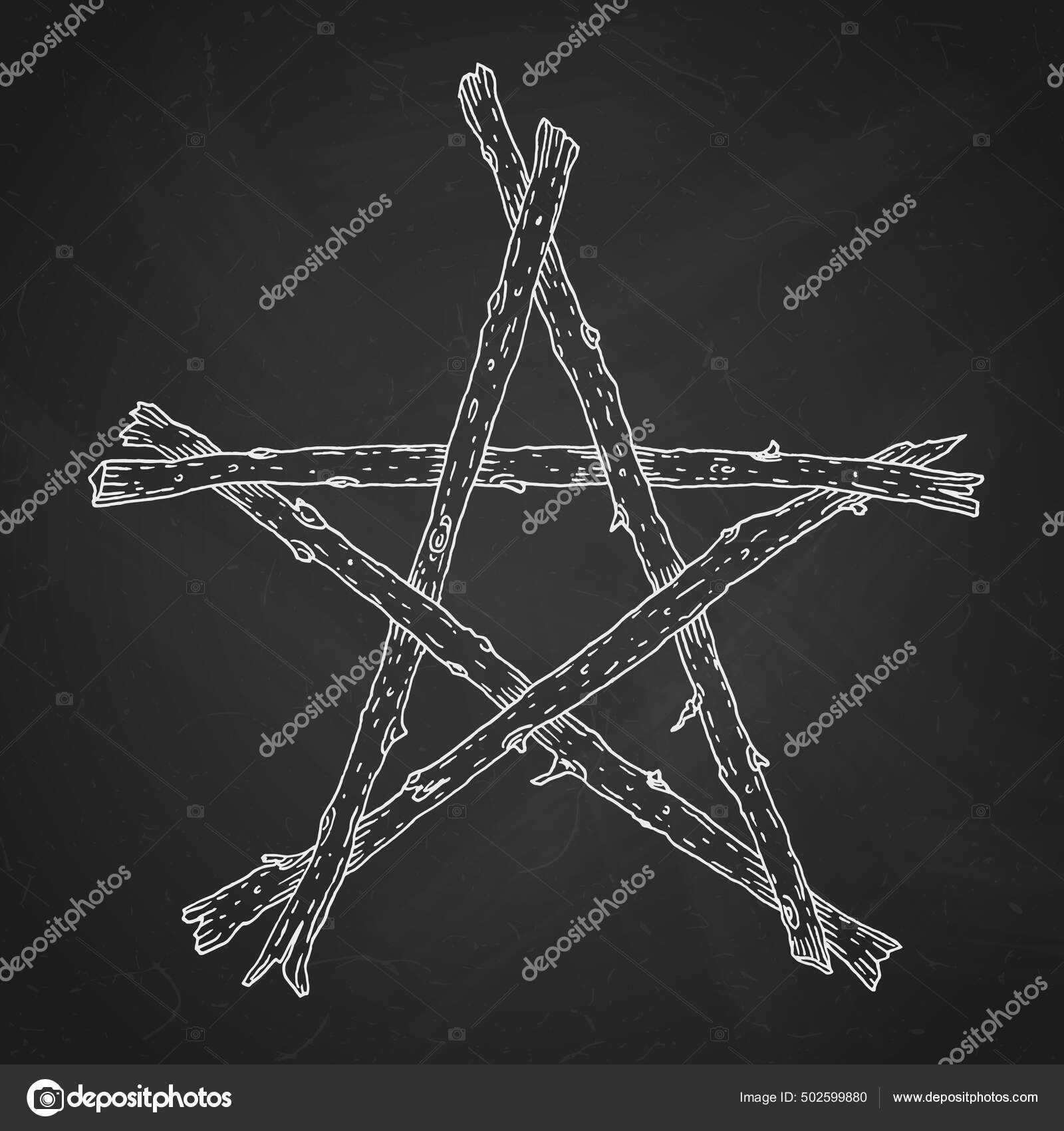 Hand Drawn Wooden Sticks Pentagram Magic Occult Wicca Star Symbol Stock Vector by ©de-kay 502599880