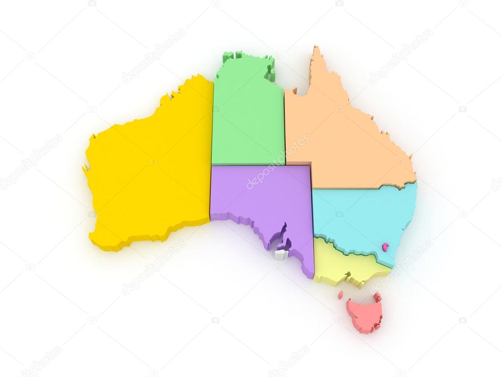 Three-dimensional map of Australia. — Stock Photo © Tatiana53 #62972587