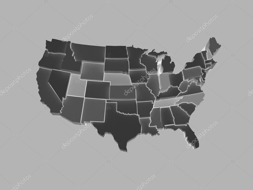 Three-dimensional map of USA. — Stock Photo © Tatiana53 #65478415