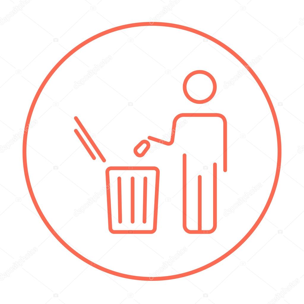Man throwing garbage in a bin line icon. Stock Vector by ...