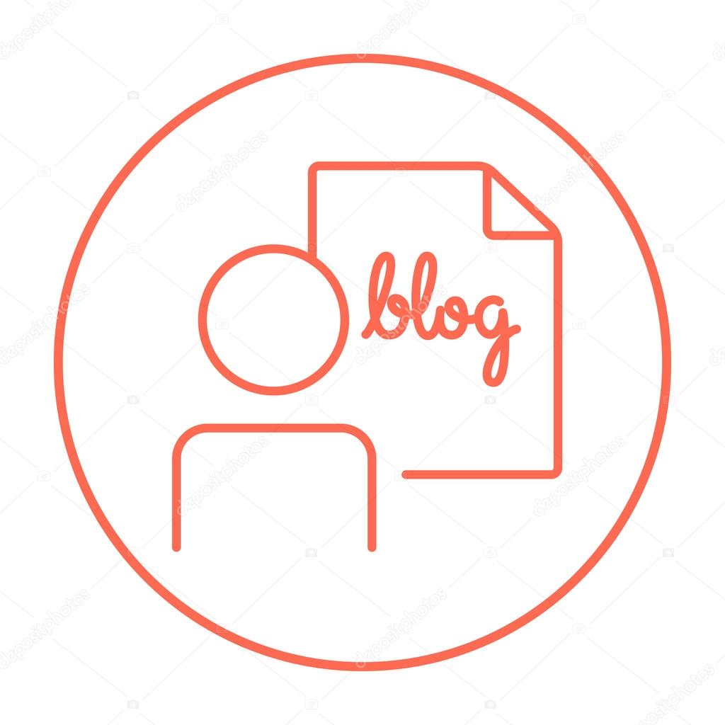 Man and sheet with word blog line icon. Stock Vector by ...