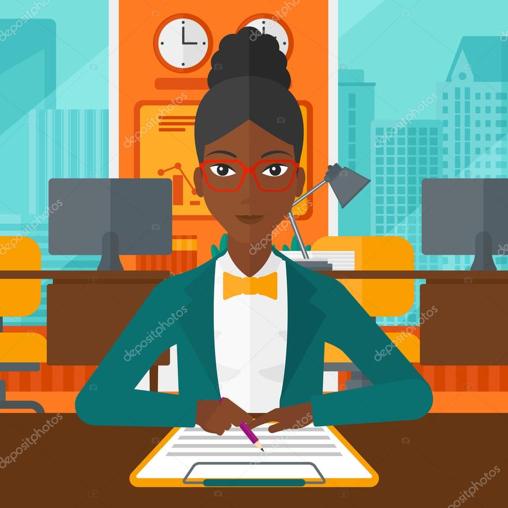 Woman signing contract. Stock Vector Image by ©VisualGeneration #103515816