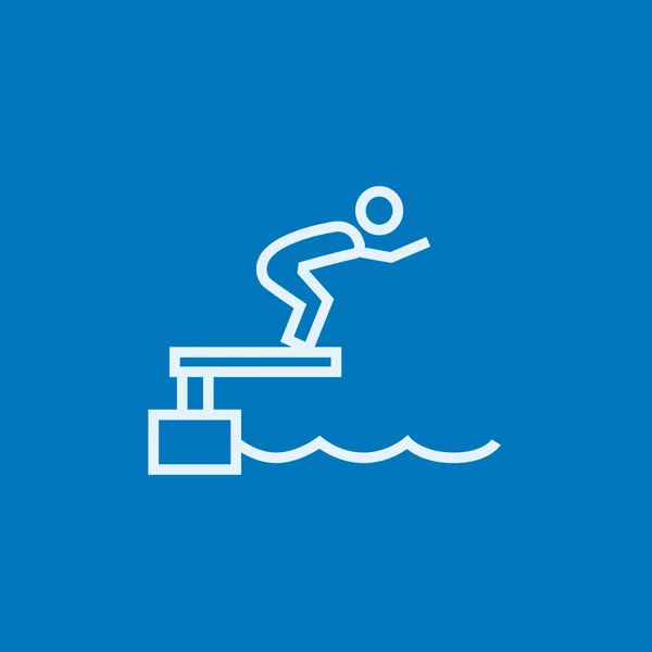 Swimmer jumping from starting block in pool line icon. Stock Vector ...