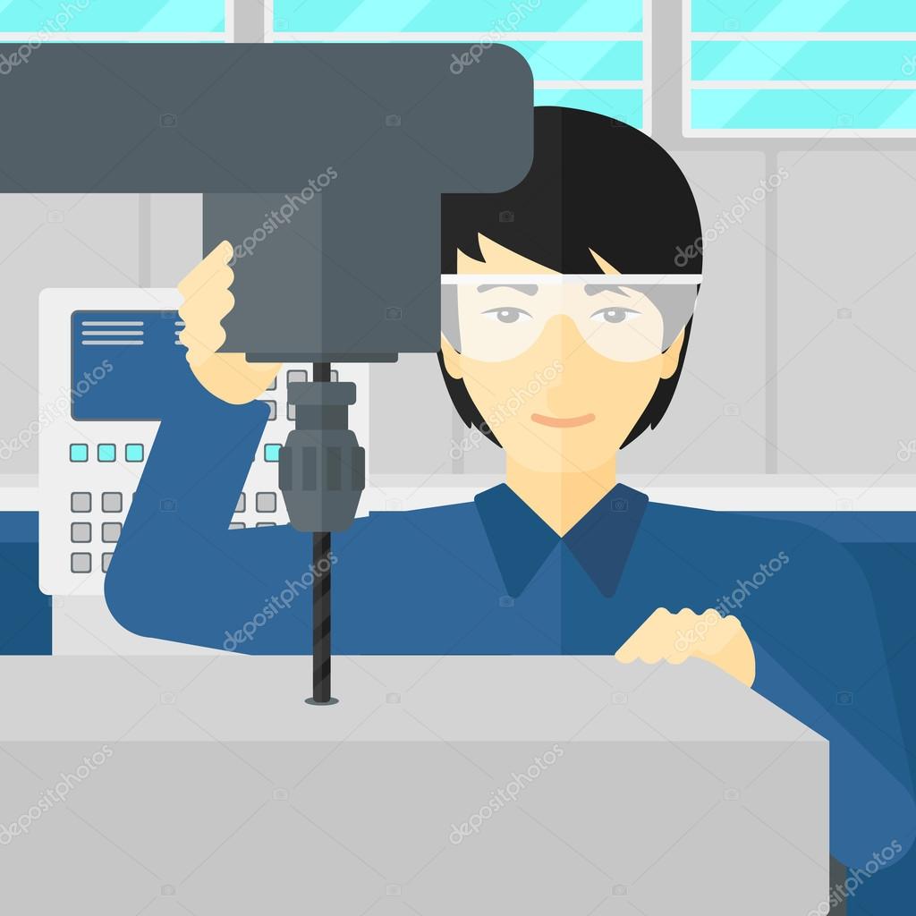 Man working with boring mill. Stock Vector Image by ©VisualGeneration ...