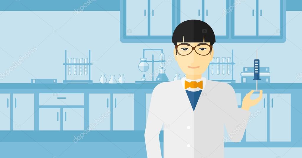 Doctor with syringe in laboratory. Stock Vector by ©VisualGeneration ...