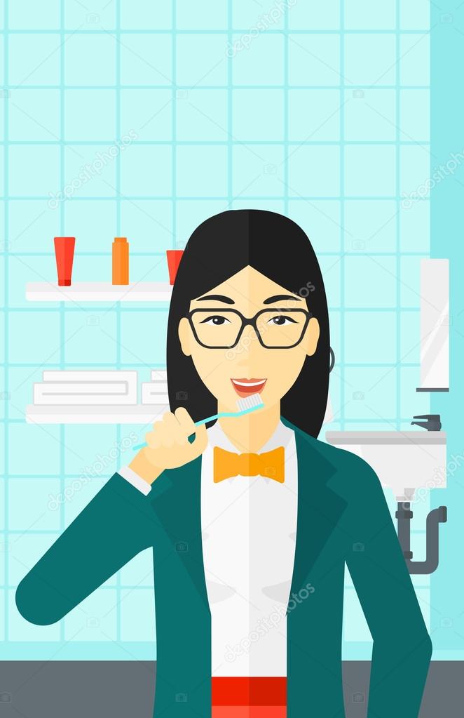 Woman brushing teeth. Stock Vector by ©VisualGeneration 105169488