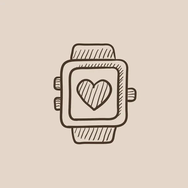 Smartwatch with heart hand drawn outline doodle icon. Stock Vector by ...