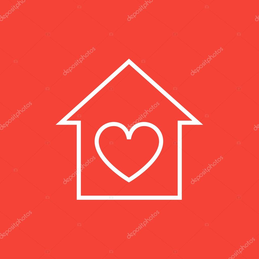 House with heart symbol line icon. Stock Vector Image by ...