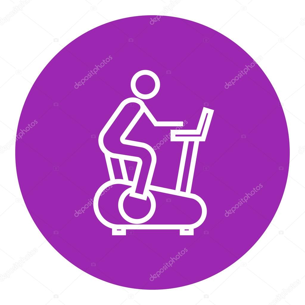 Man training on exercise bike line icon. Stock Vector Image by ...