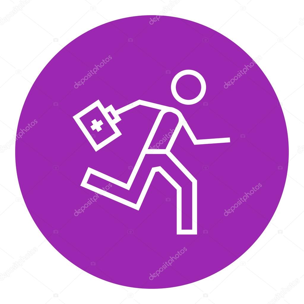 Paramedic running with first aid kit line icon. Stock Vector Image by ...